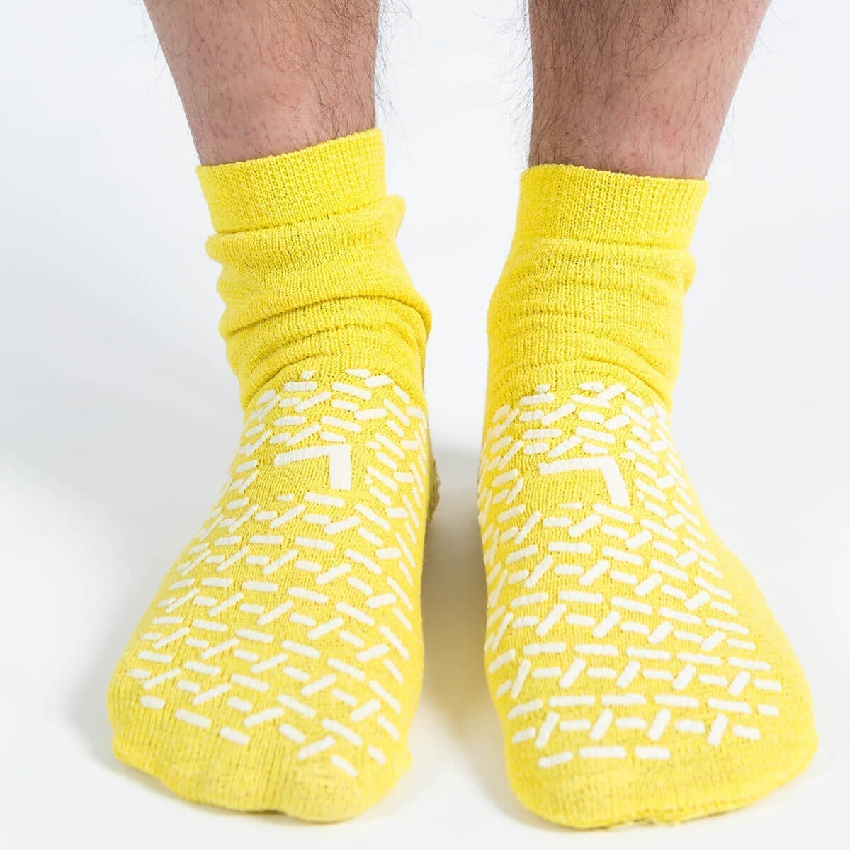 Large Yellow Non Slip Slipper Socks | Hospital Socks | Interweave